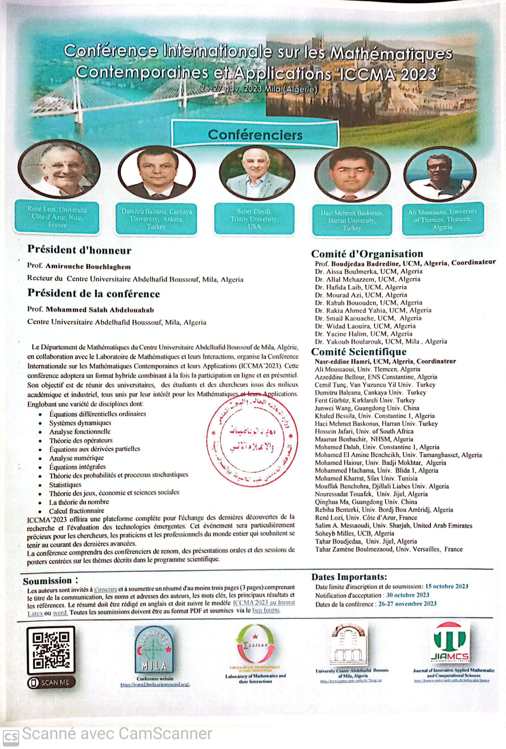 Conference Internationale sur les Mathématiques Contemporaines et ...